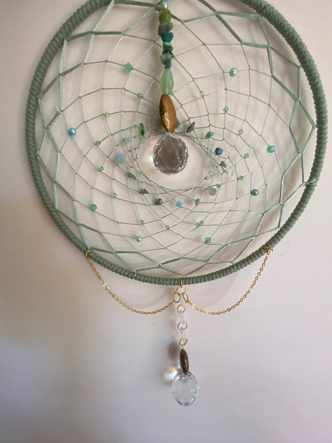 Green Sun Catcher With Two Crystal Balls - Etsy