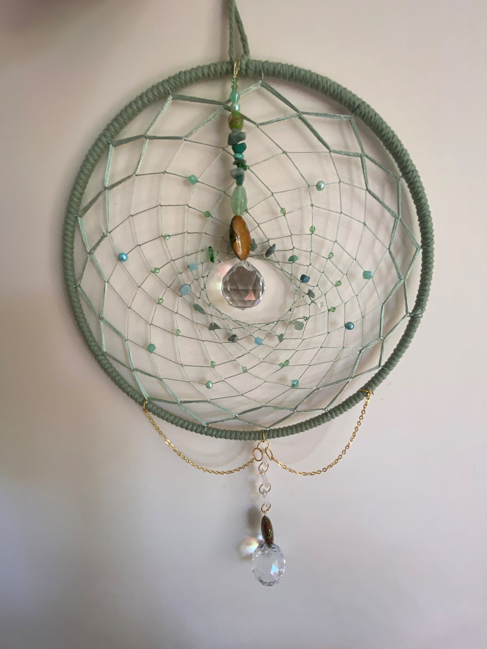 Green Sun Catcher With Two Crystal Balls - Etsy
