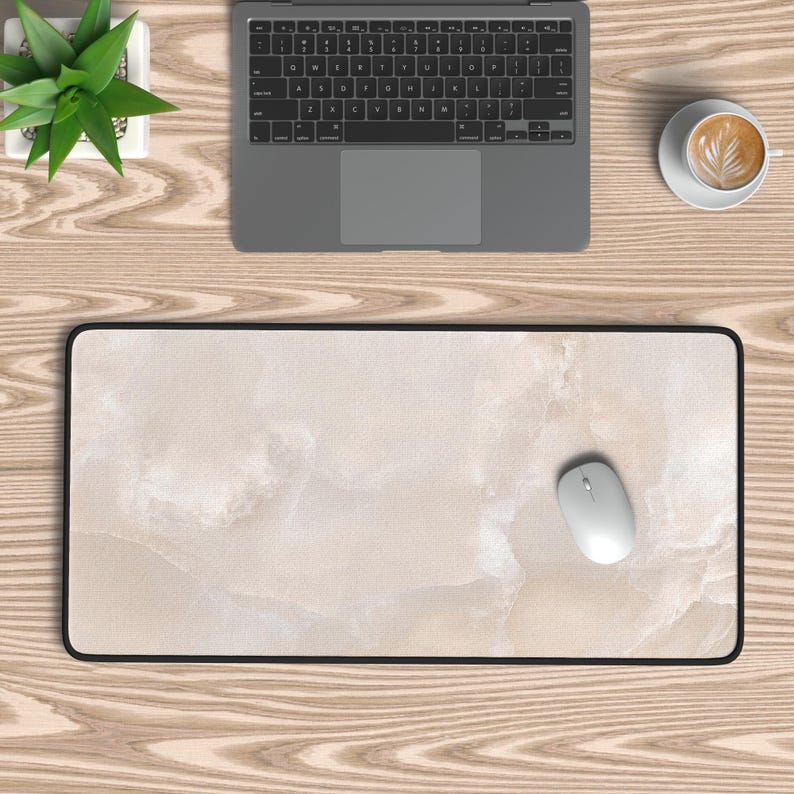 Beige Marble Texture Desk Mat, Large Mousepad, Modern Desktop Mats ...