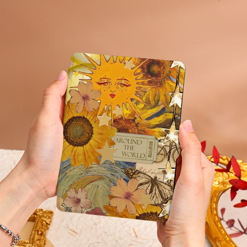 Oil Painting Sunflower Kindle Case Custom Cover for Paperwhite 1/2/3/4 ...