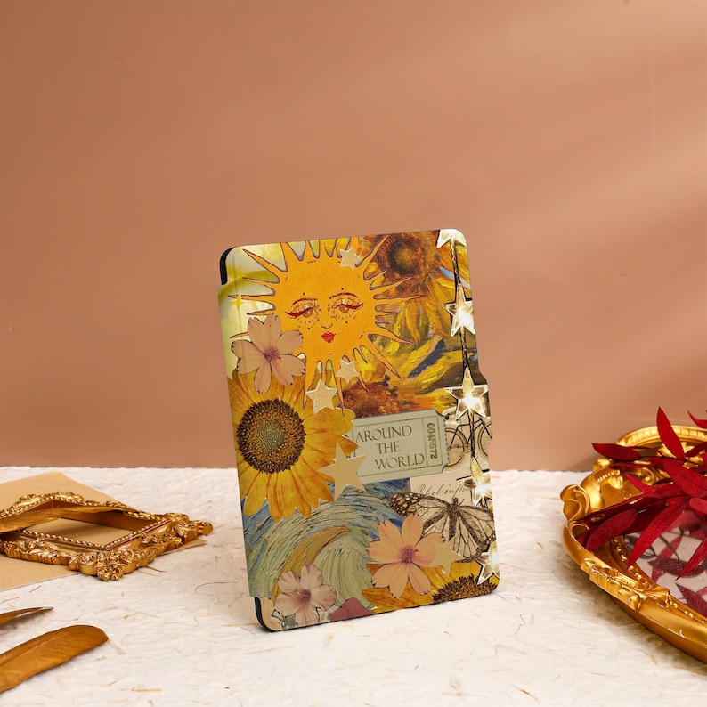 Oil Painting Sunflower Kindle Case Custom Cover for Paperwhite 1/2/3/4 ...