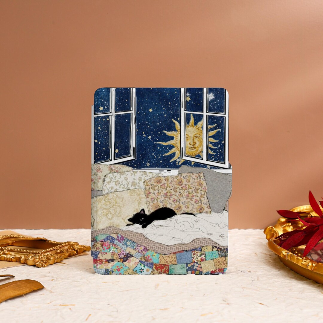 Boho Style Black Cat Kindle Case Custom for Kindle Paperwhite 1/2/3 ...