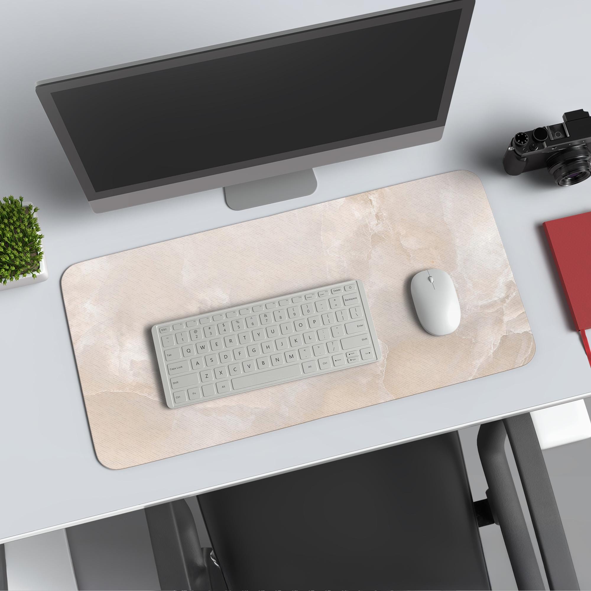 Beige Marble Texture Desk Mat, Large Mousepad, Modern Desktop Mats ...