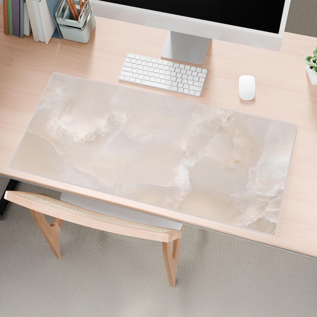 Beige Marble Texture Desk Mat, Large Mousepad, Modern Desktop Mats ...
