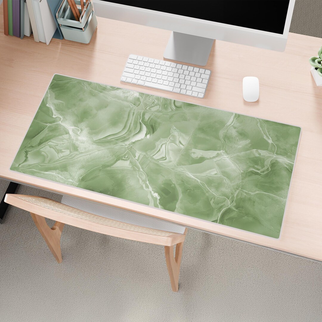 Green Marble Texture Desk Mat, Large Mousepad, Desktop Mats, Keyboard ...