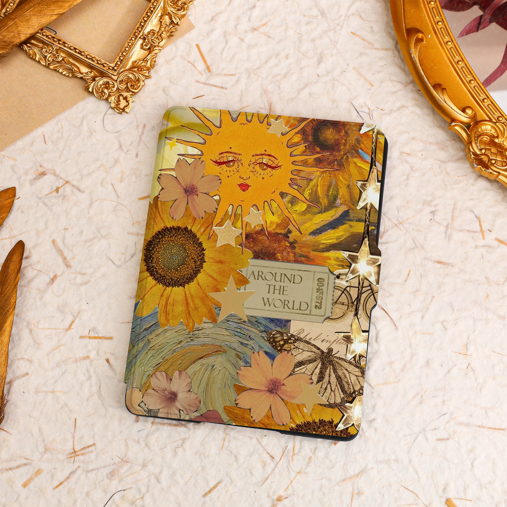 Oil Painting Sunflower Kindle Case Custom Cover for Paperwhite 1/2/3/4 ...