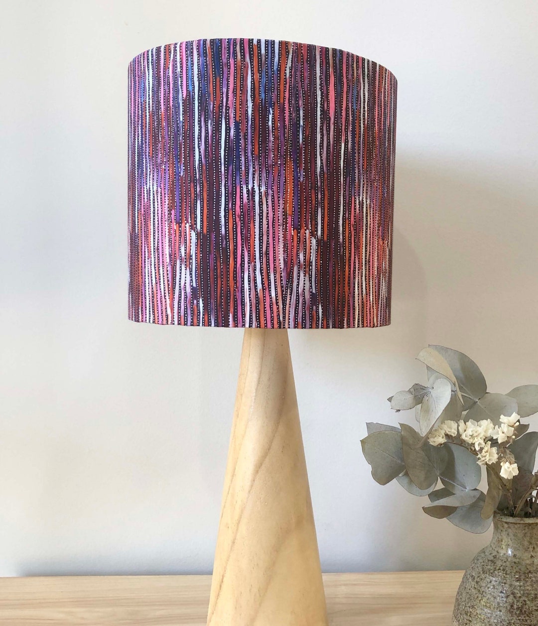Purple Lampshade Aboriginal Outback Goanna Light Shade Warlu Mina Mina ...
