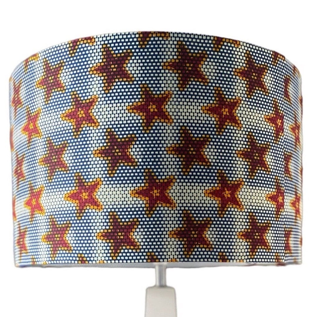 Ankara African Bedside Lamp Wax African Print Lampshade Blue Colourful ...