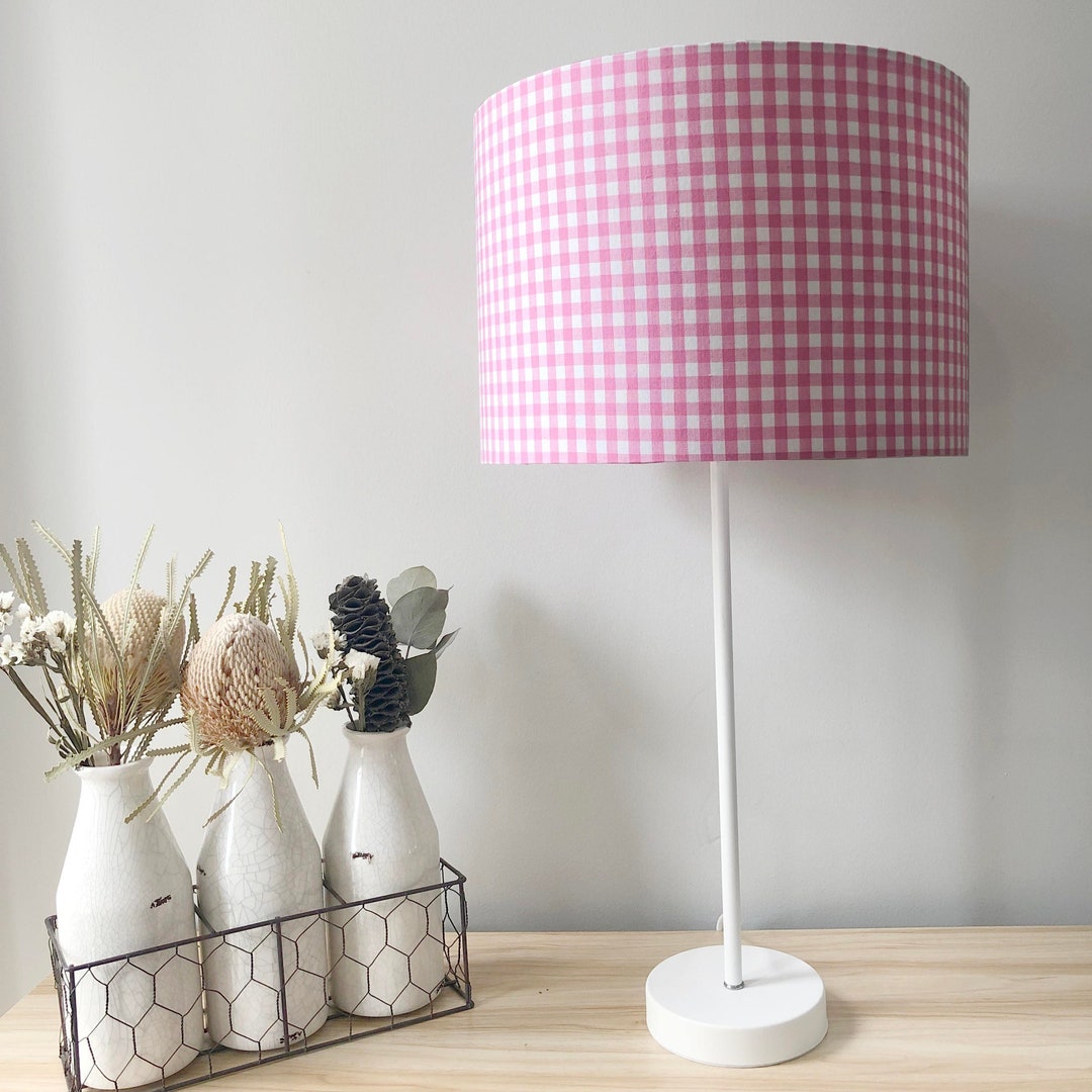 Pink Gingham Lampshade, Pink Gingham Check, Pink Plaid Check, Country ...