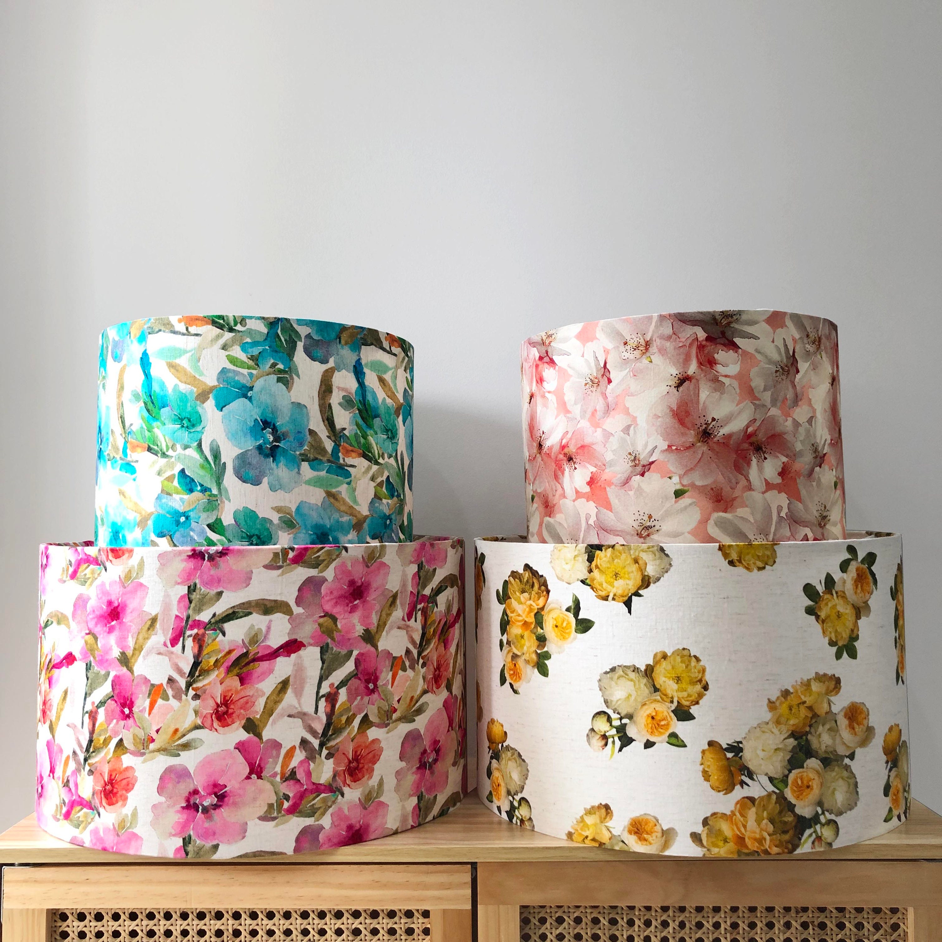 Blue Lampshade Floral Lampshade Bright Florals Botanical - Etsy