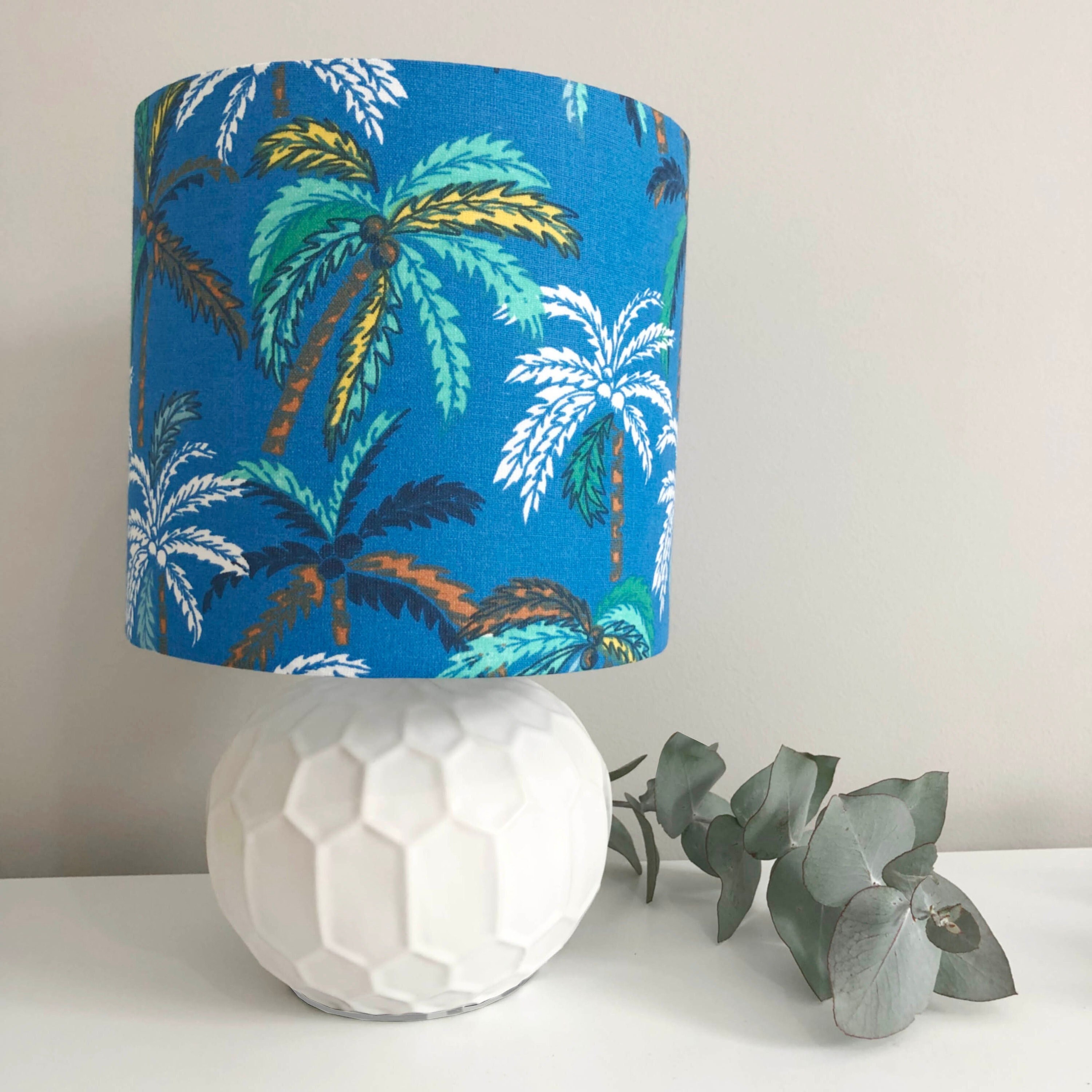 Blue Tropical Lampshade, Palm Print Tropical Blue, Coconut Tree Island ...