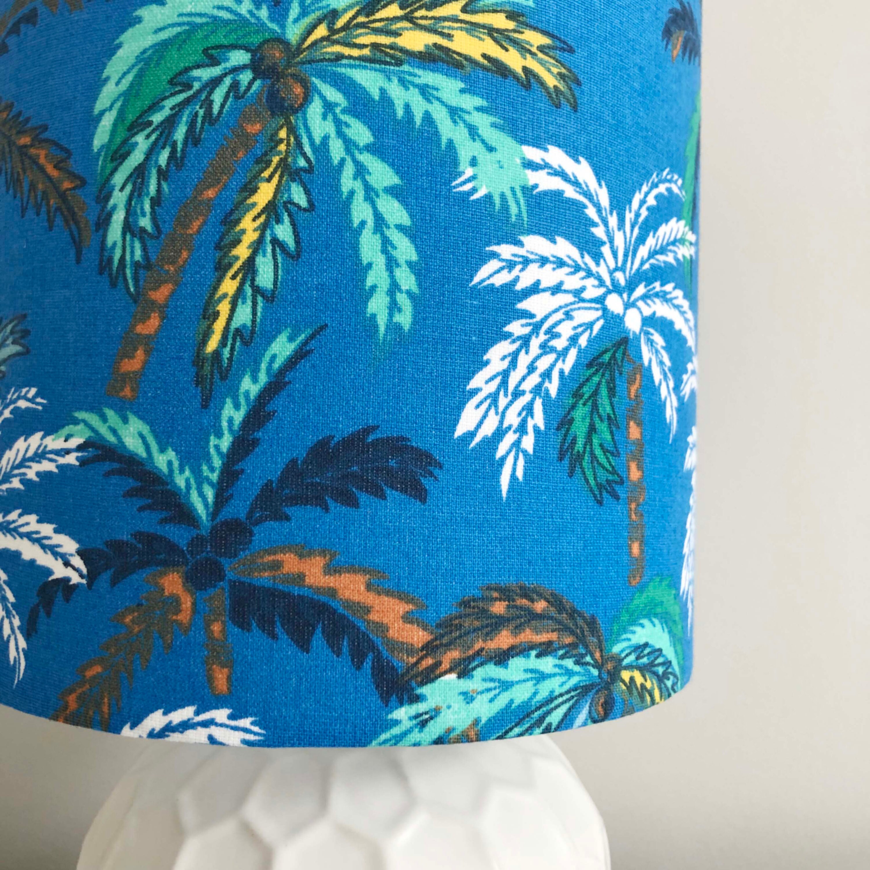 Blue Tropical Lampshade, Palm Print Tropical Blue, Coconut Tree Island ...