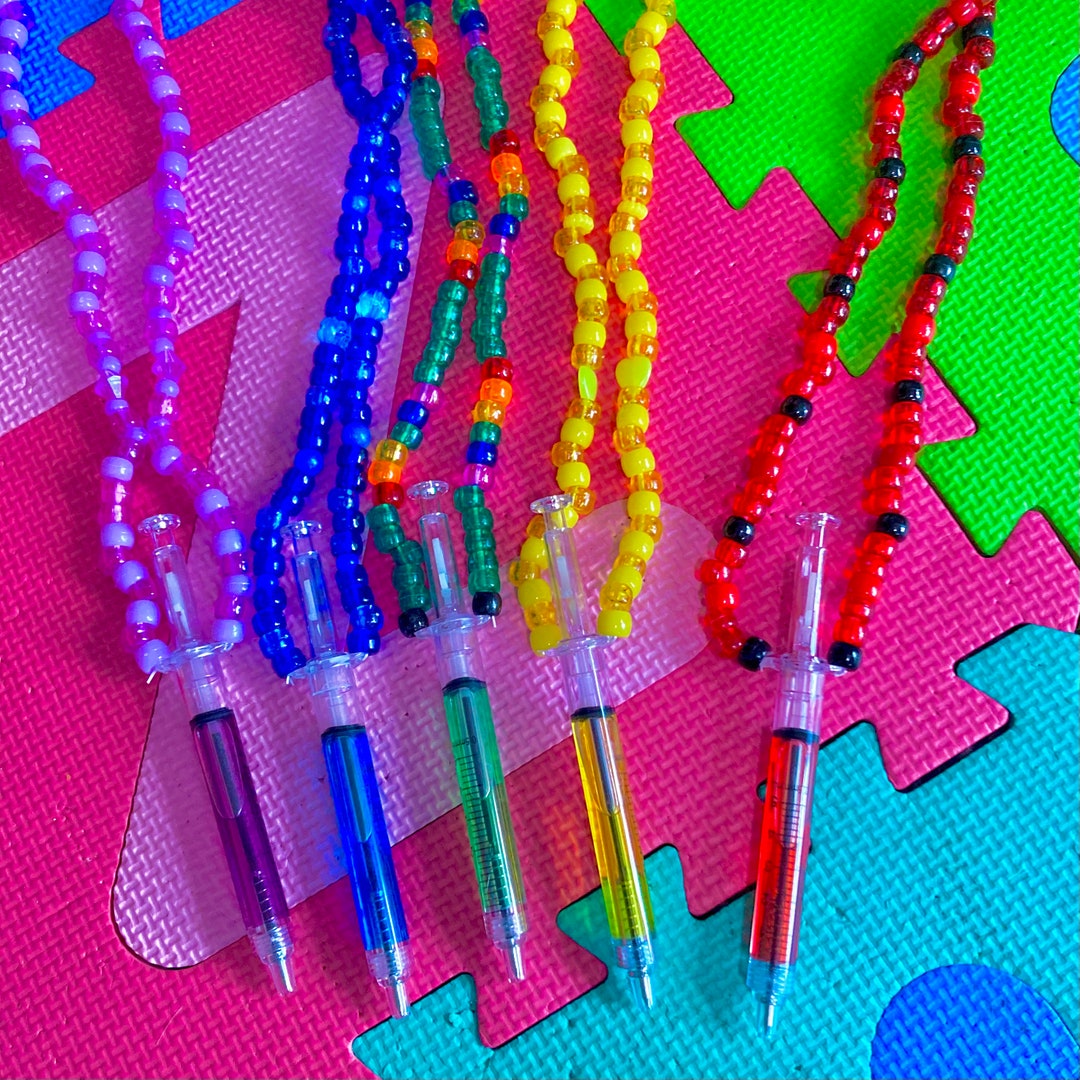 Colorful Syringe Kandi Necklaces Fidget Toy Needle Halloween - Etsy