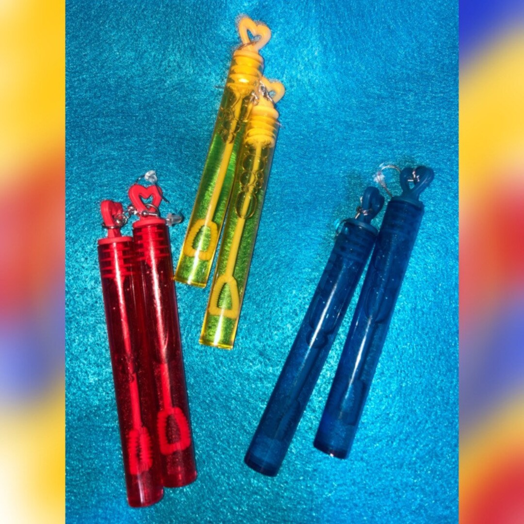 Bubble Toy Earrings Real Fidget Toy Bubble Wand Kidcore Colorful ...