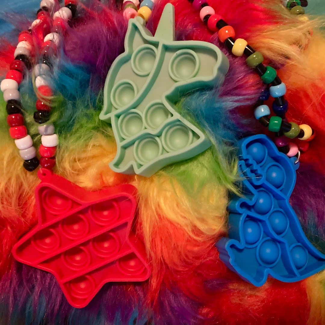 Pop It Toy Kandi Fidget Toy Kandi Necklaces Rave Jewelry Kidcore ...