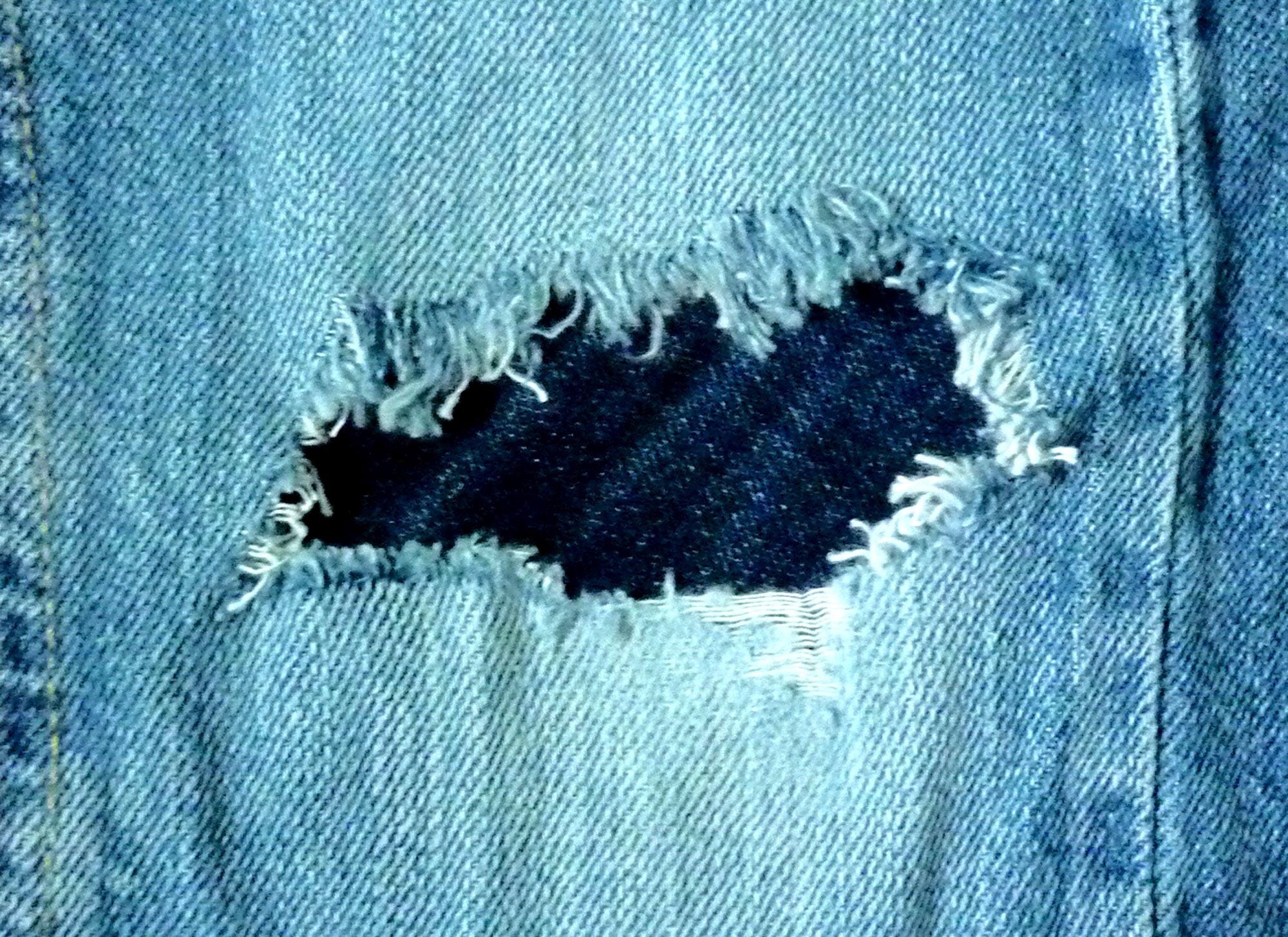 Dark Blue Denim Iron on Peekaboo Reverse Repair Undercover Patch 3 ...