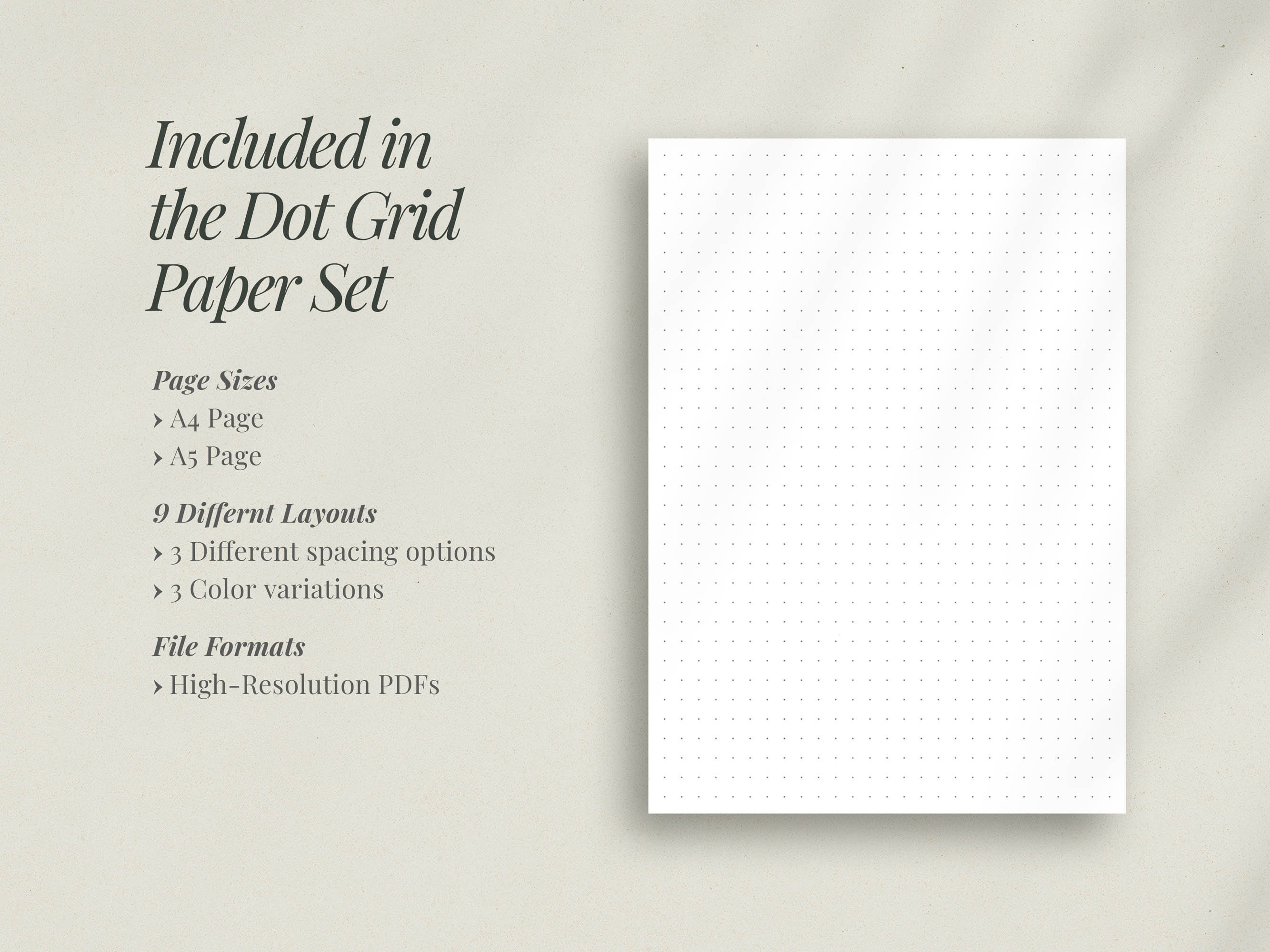 Printable Paper Bundle A4 & A5 Page Sizes, Dotted Grid Paper, College ...