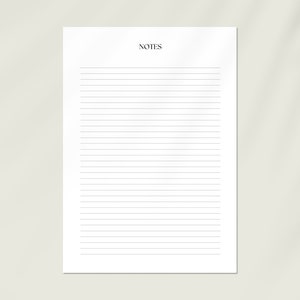 Notes Pages Printable Set , Lined Writing Paper, Printable Note Taking ...