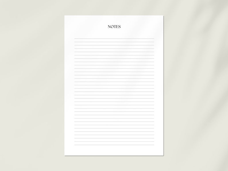Notes Pages Printable Set , Lined Writing Paper, Printable Note Taking ...