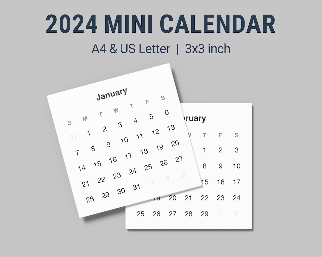 2024 Mini Calendar Printable Mini Calendar Cards Monthly - Etsy UK