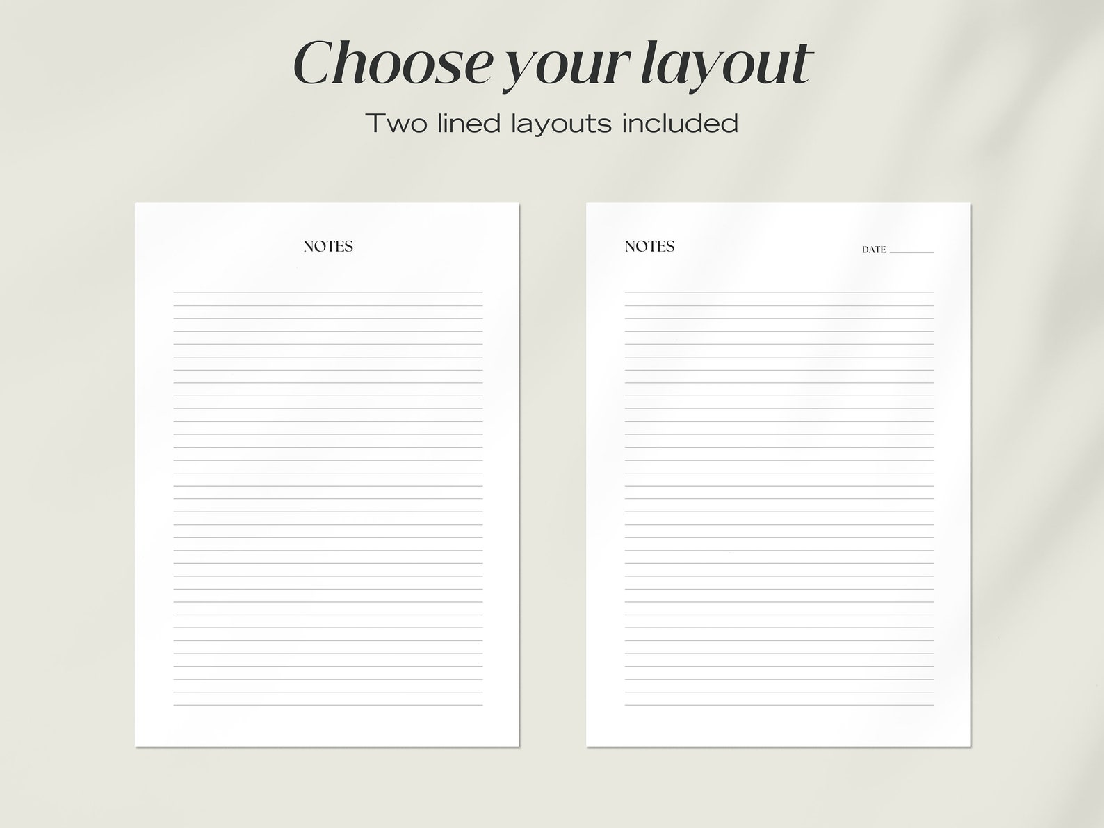 Notes Pages Printable Set , Lined Writing Paper, Printable Note Taking ...