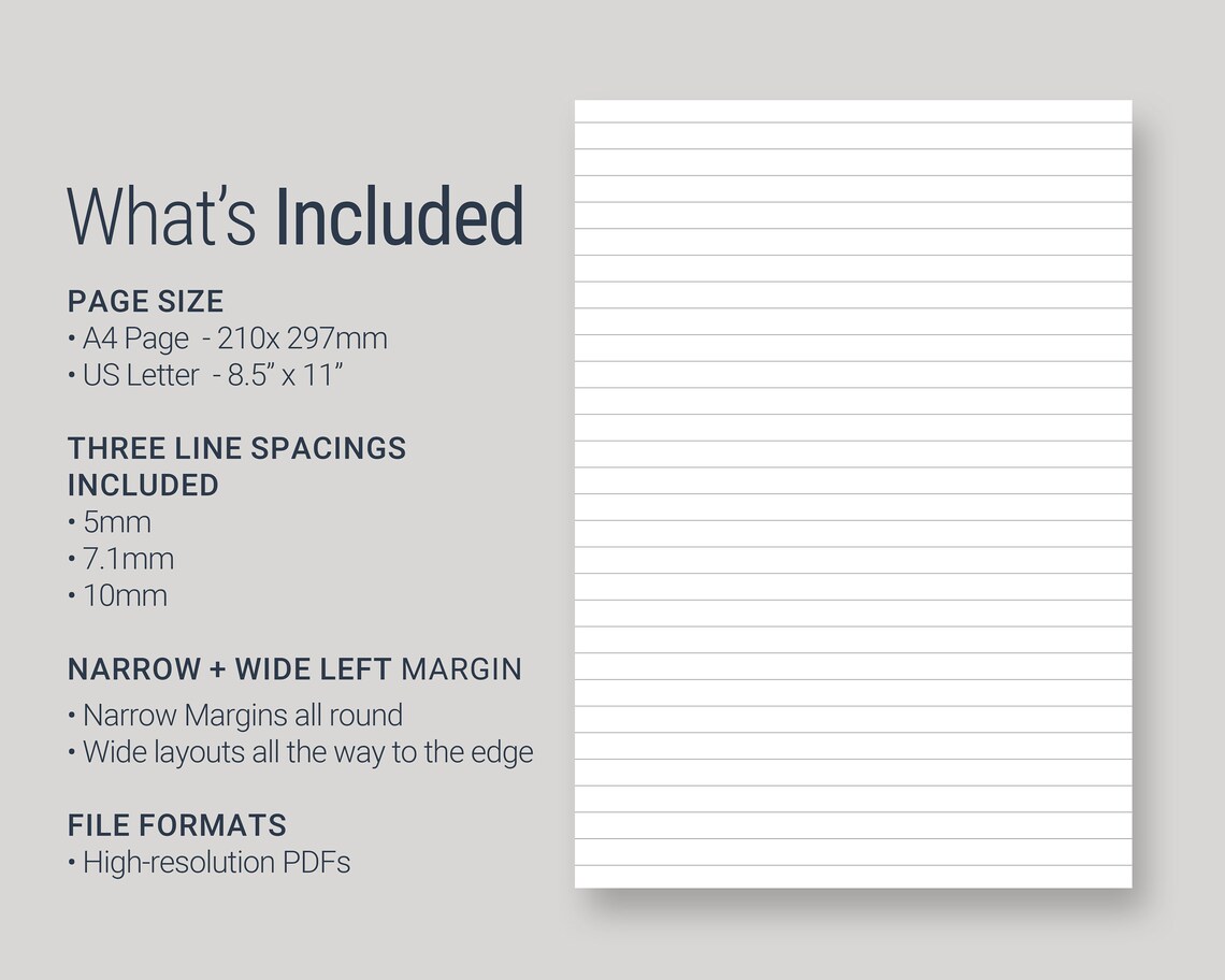 Printable Lined Paper A4 US Letter Printable Notebook - Etsy