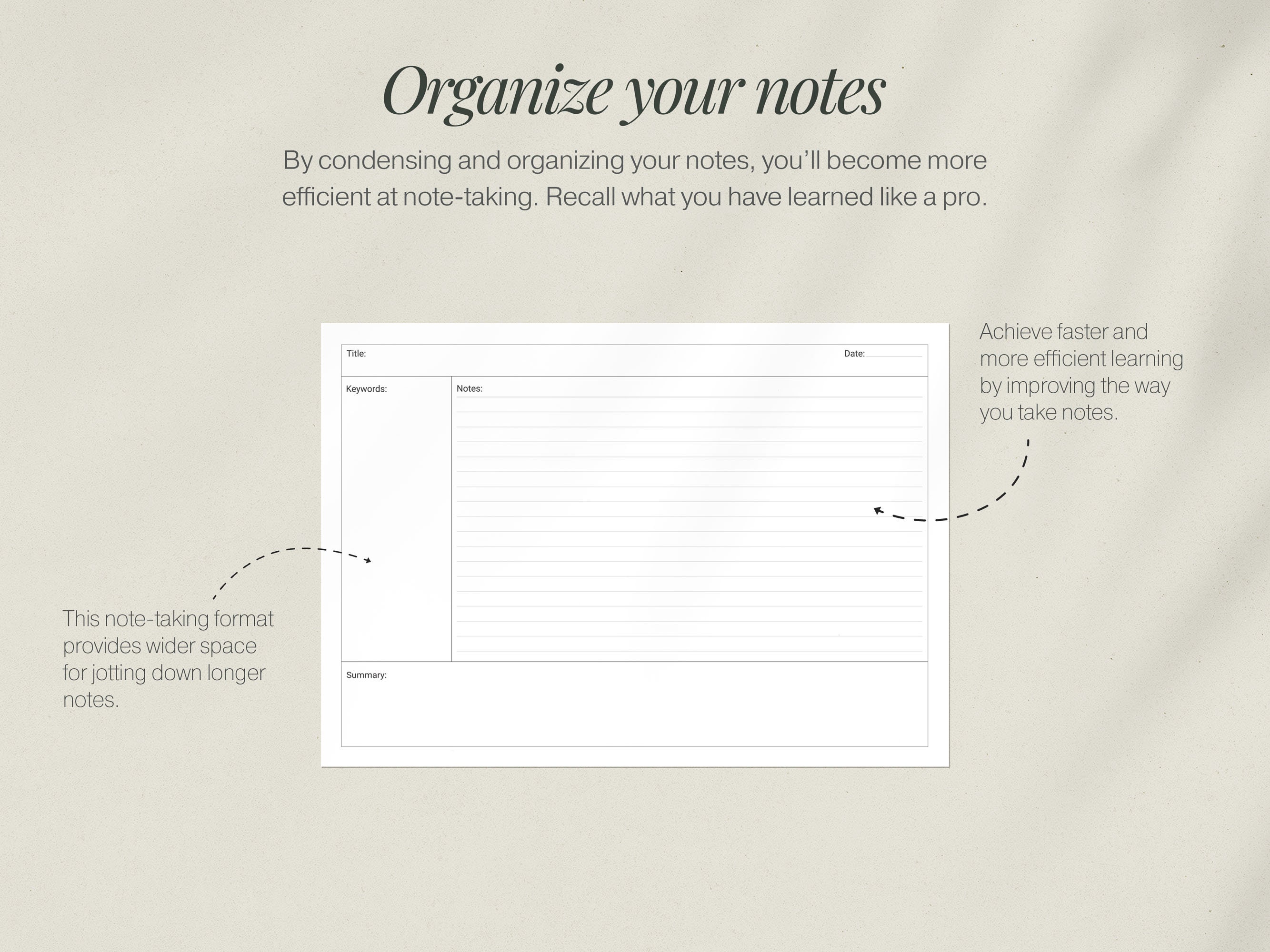 Cornell Notes Printable Landscape, Cornel Method Student Note-taking ...