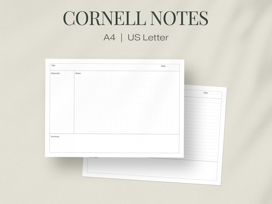 Cornell Notes Printable Landscape, Cornel Method Student Note-taking ...