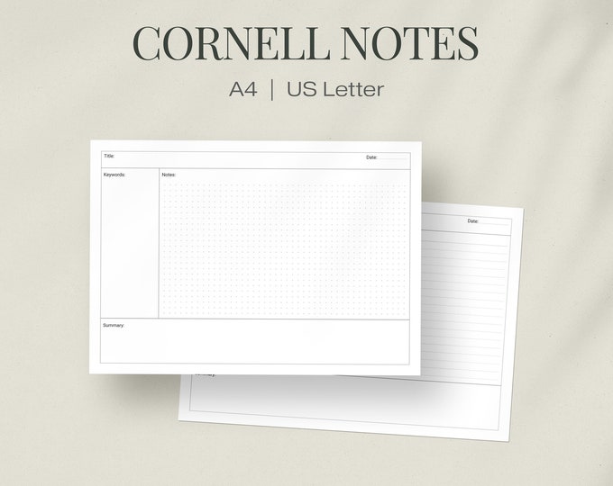 Cornell Notes Printable Landscape, Cornel Method Student Note-taking ...