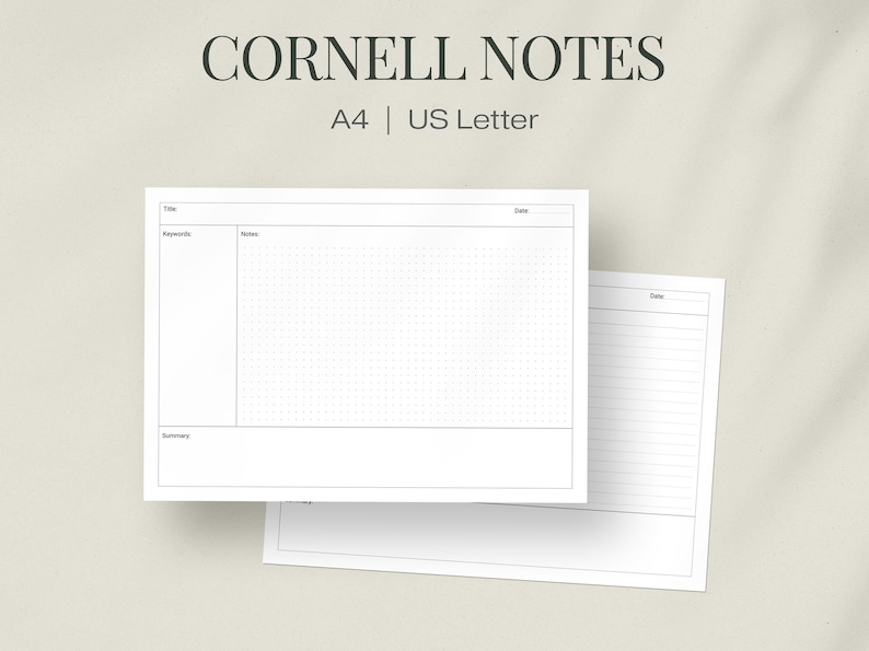 Cornell Notes Printable Landscape, Cornel Method Student Note-taking ...