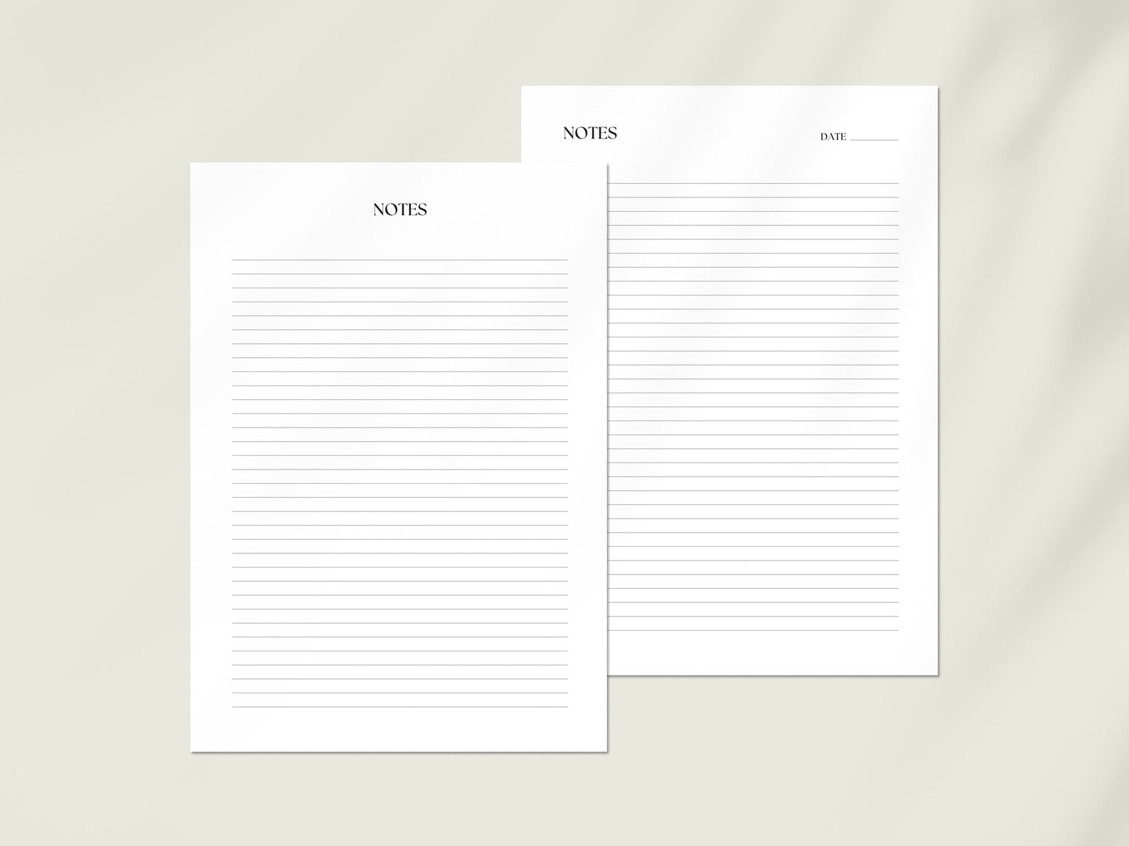 Notes Pages Printable Set , Lined Writing Paper, Printable Note Taking ...