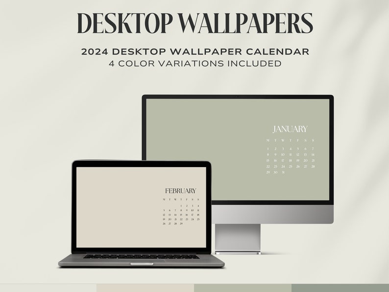 2024 Calendar Desktop Wallpaper, Neutral Aesthetic Desktop Wallpaper ...