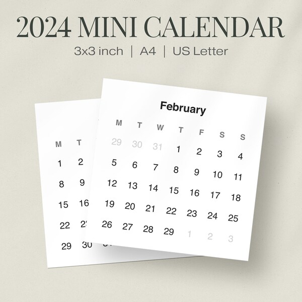 Mini Calendar - Etsy