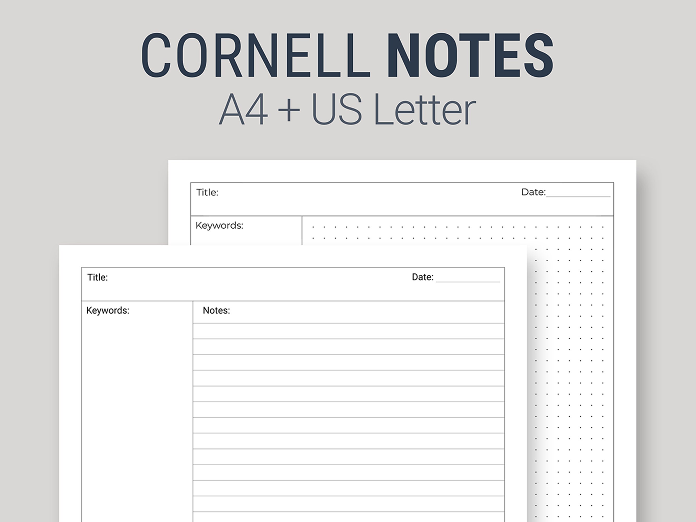 Cornell Notes Paper Printable Cornell Method Student - Etsy Portugal