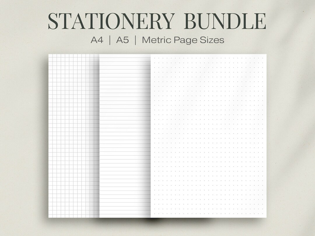 Printable Paper Bundle A4 & A5 Page Sizes, Dotted Grid Paper, College ...