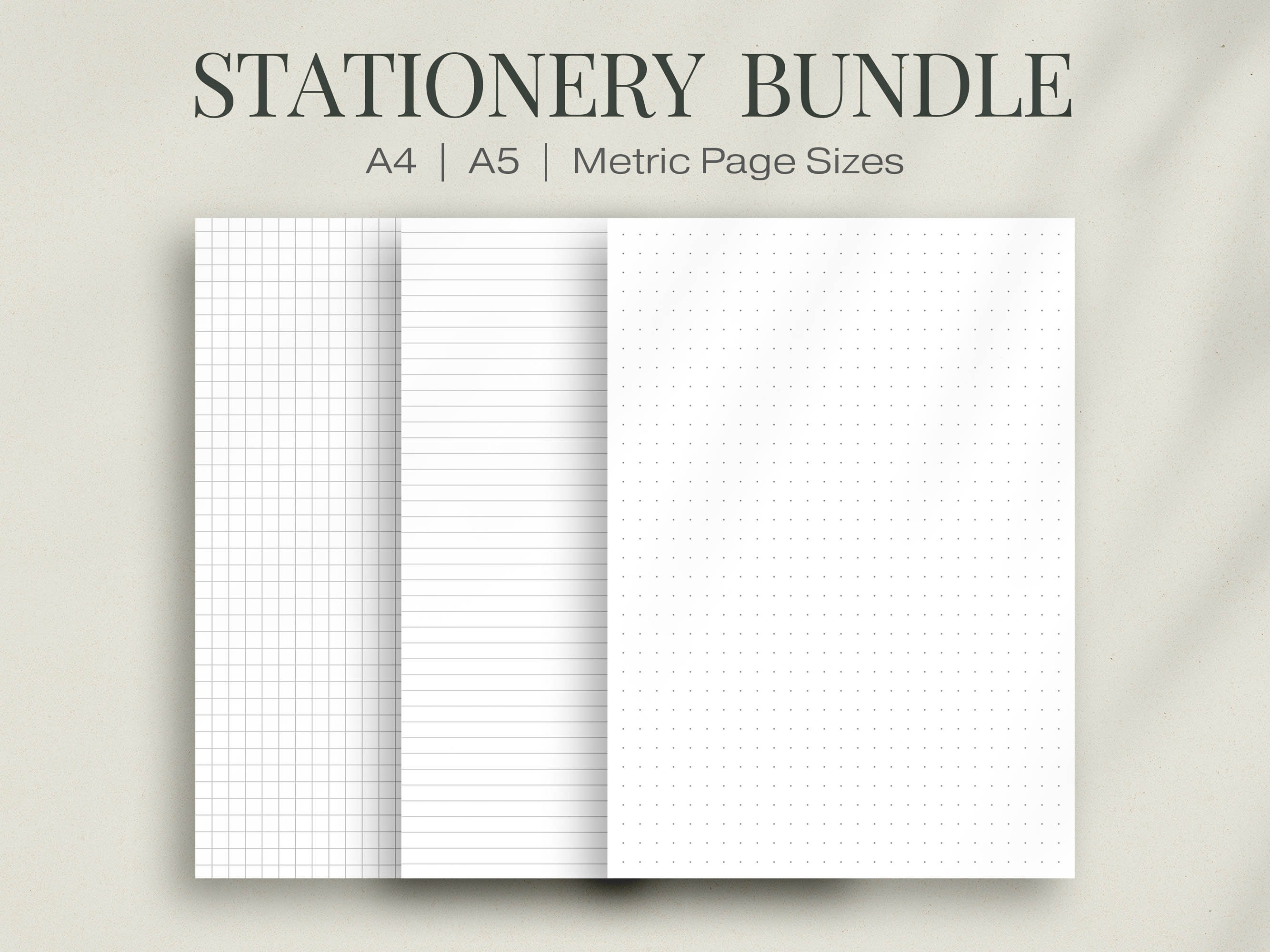 Printable Paper Bundle A4 & A5 Page Sizes, Dotted Grid Paper, College ...