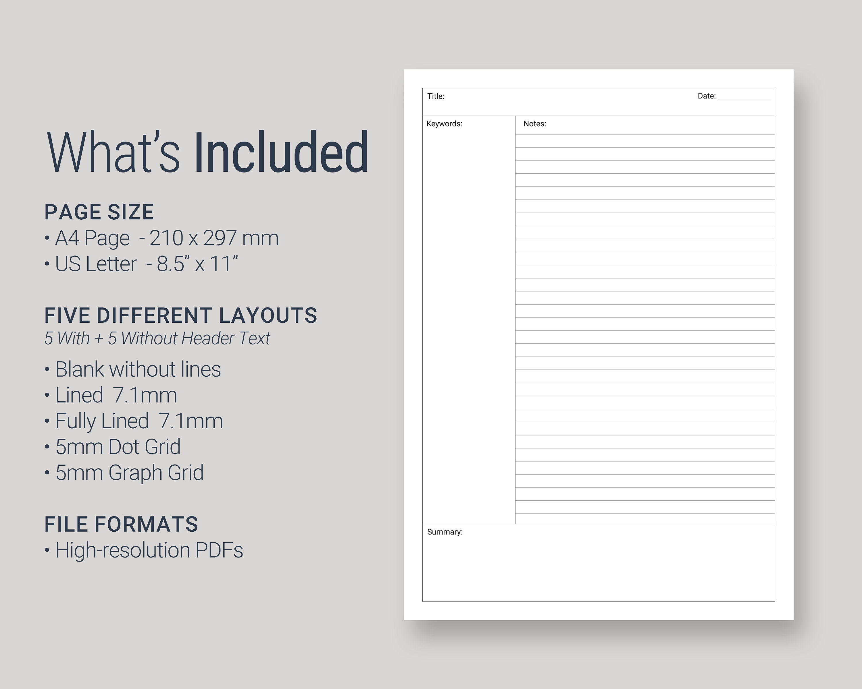 Cornell Notes Paper Printable Bundle Cornell Method Student - Etsy UK