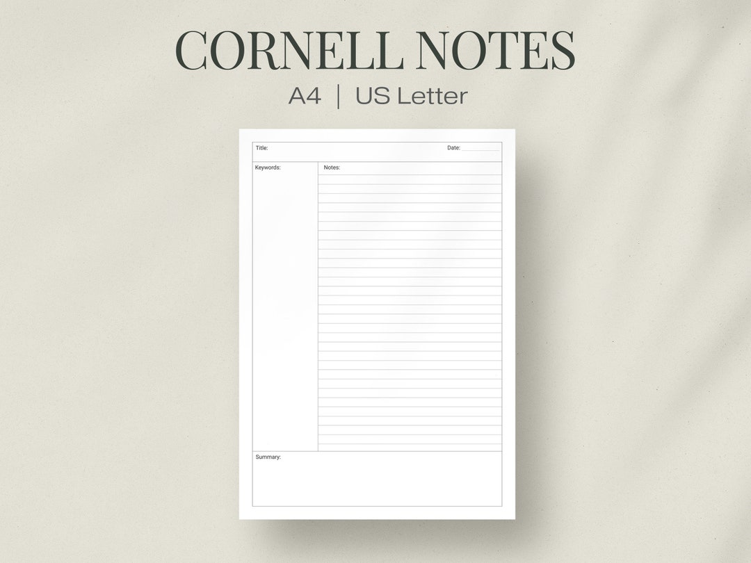 Cornell Notes Paper Printable, Cornell Method Student Note-taking ...
