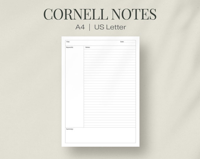 Printable Cornell Notes Planner Bundle Blank Lined Grid Dotted Note ...