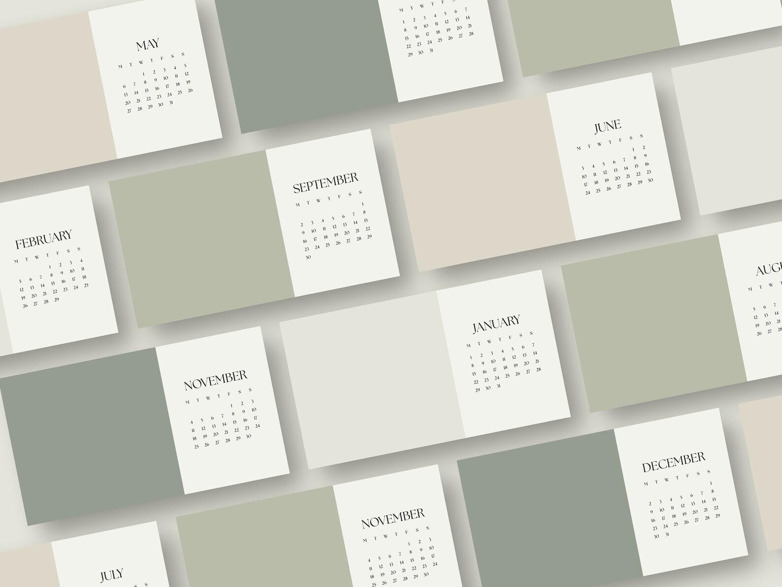 2024 Monthly Desktop Wallpaper Calendar, 4 Color Bundle Digital ...