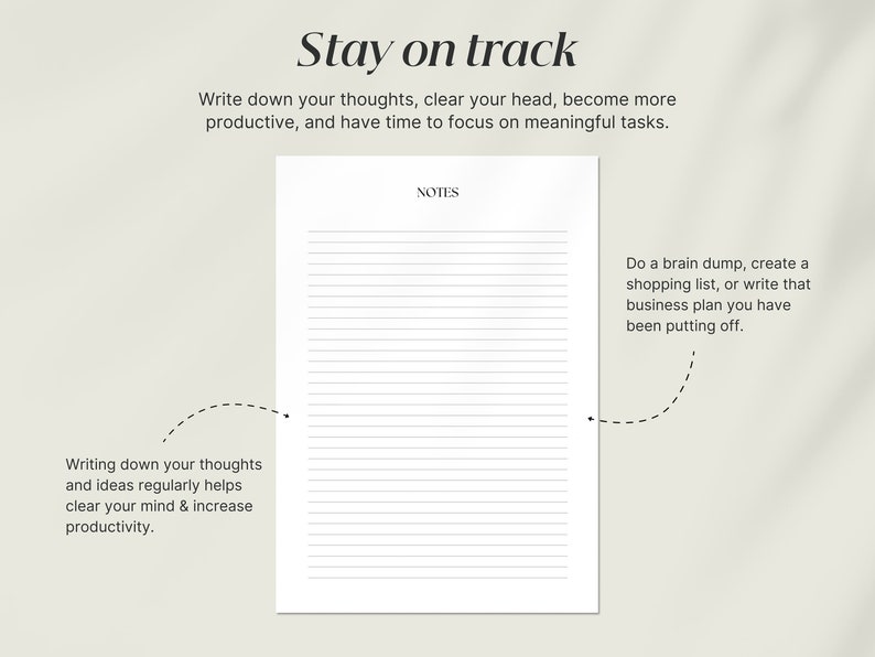 Notes Pages Printable Set , Lined Writing Paper, Printable Note Taking ...