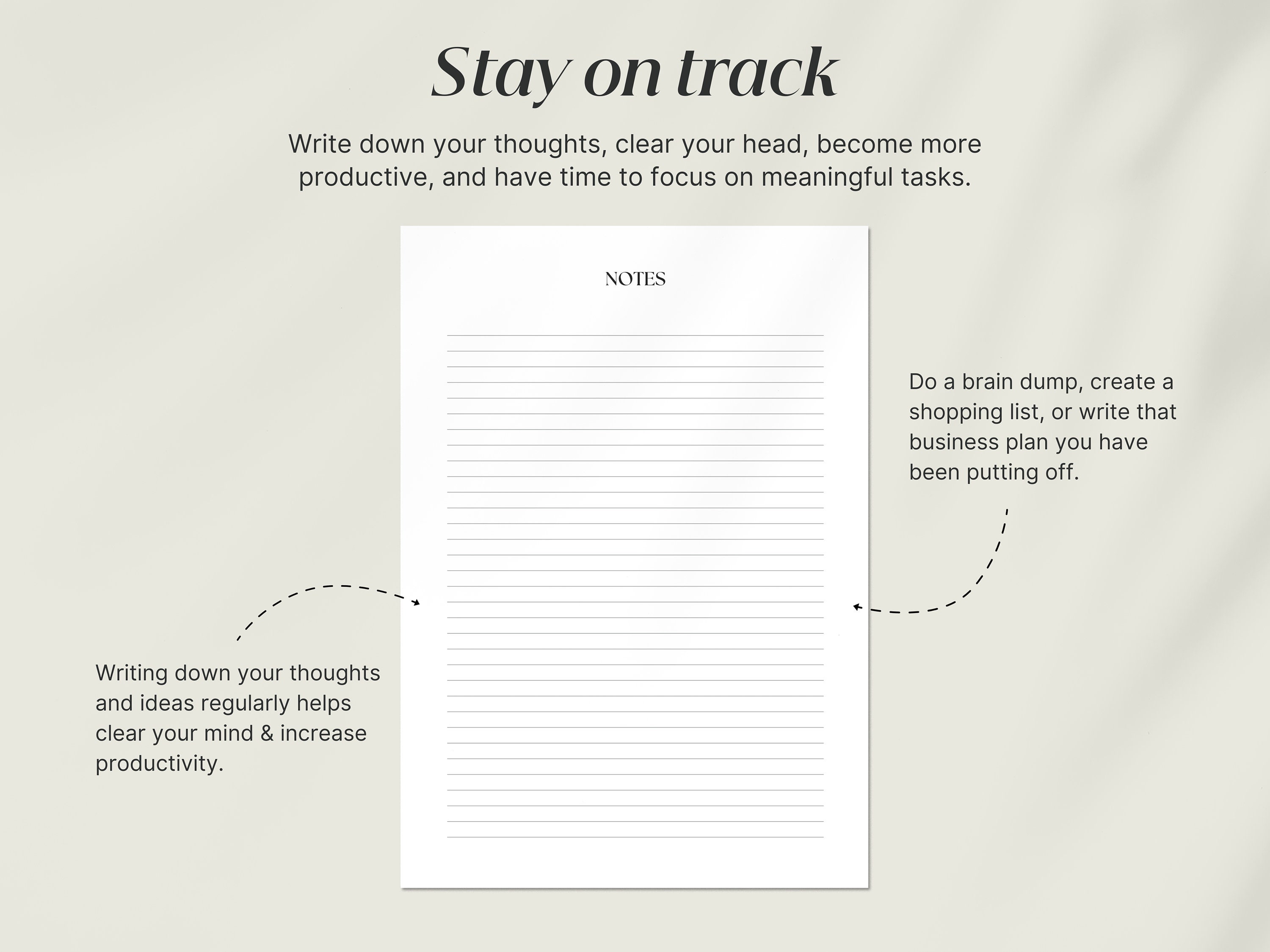 Notes Pages Printable Set , Lined Writing Paper, Printable Note Taking ...