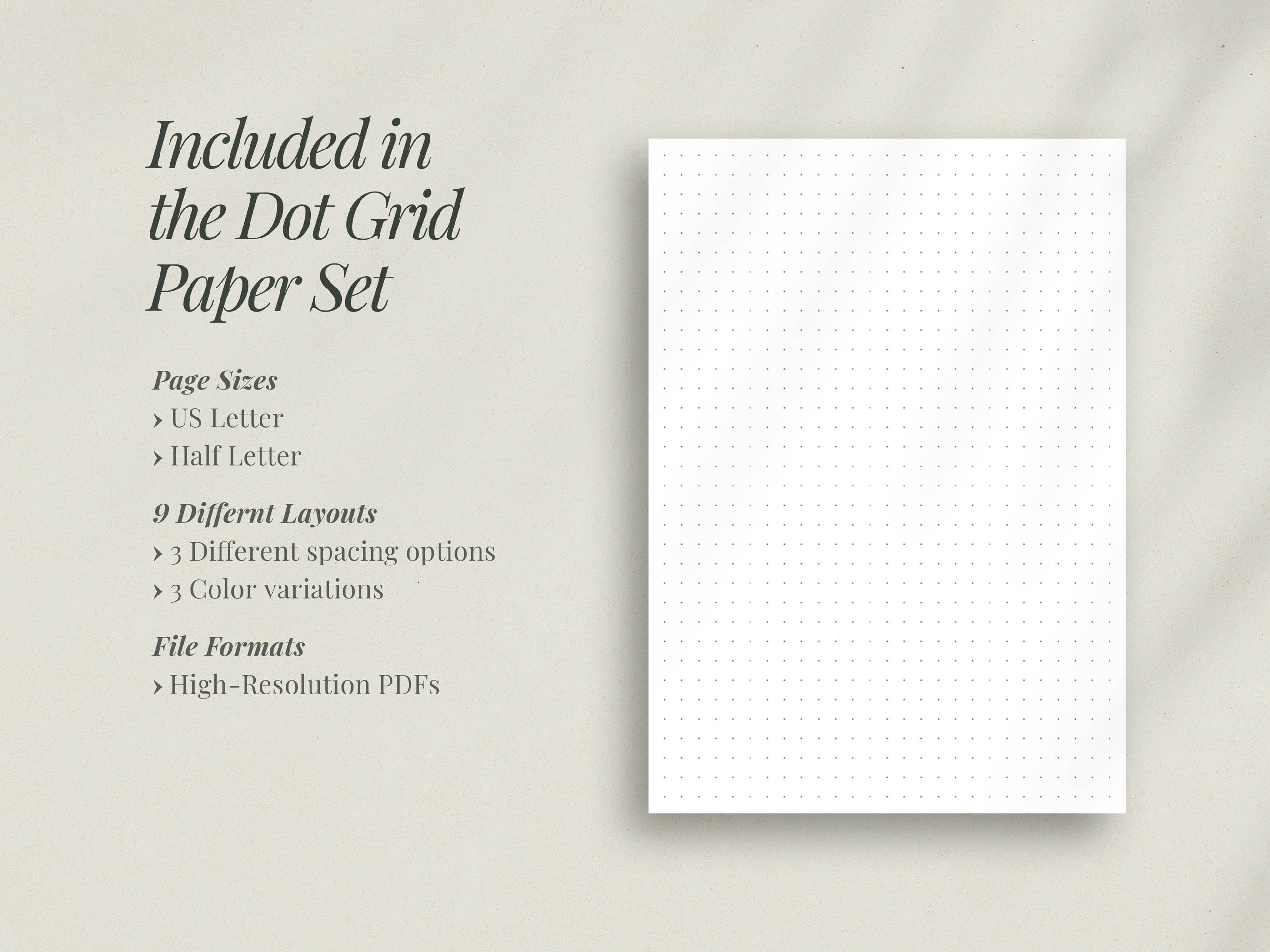 Printable Paper Bundle US Page Sizes, Dot Grid Paper, Graph Paper ...