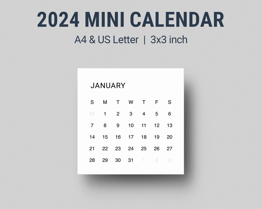 2024 Mini Calendar Cards Printable Mini 2024 Monthly - Etsy Australia