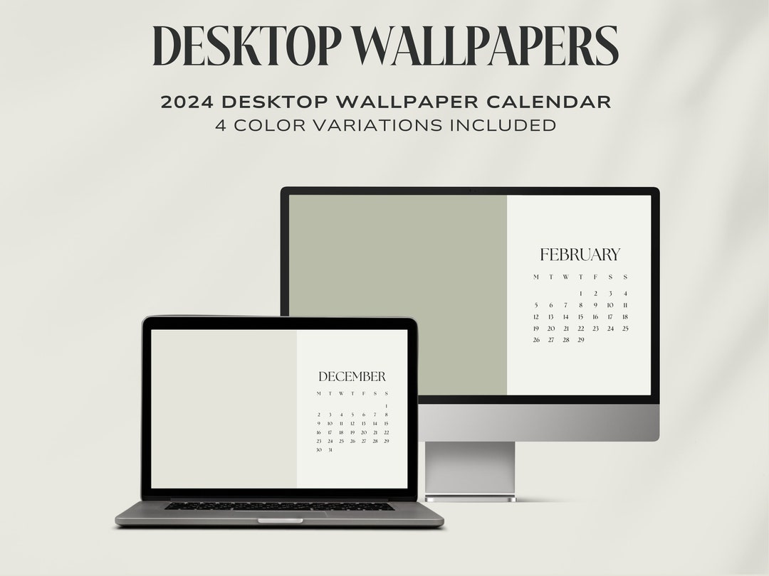 2024 Monthly Desktop Wallpaper Calendar, 4 Color Bundle Digital ...