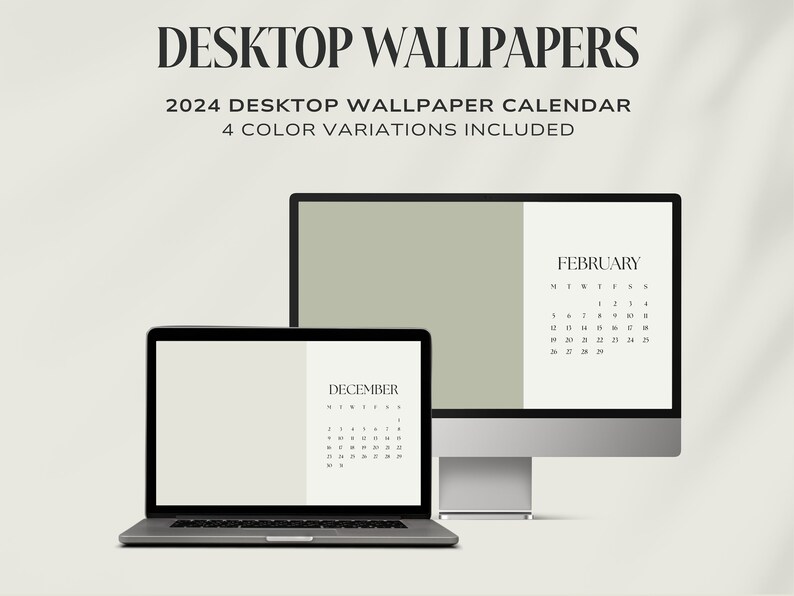 2024 Monthly Desktop Wallpaper Calendar, 4 Color Bundle Digital ...