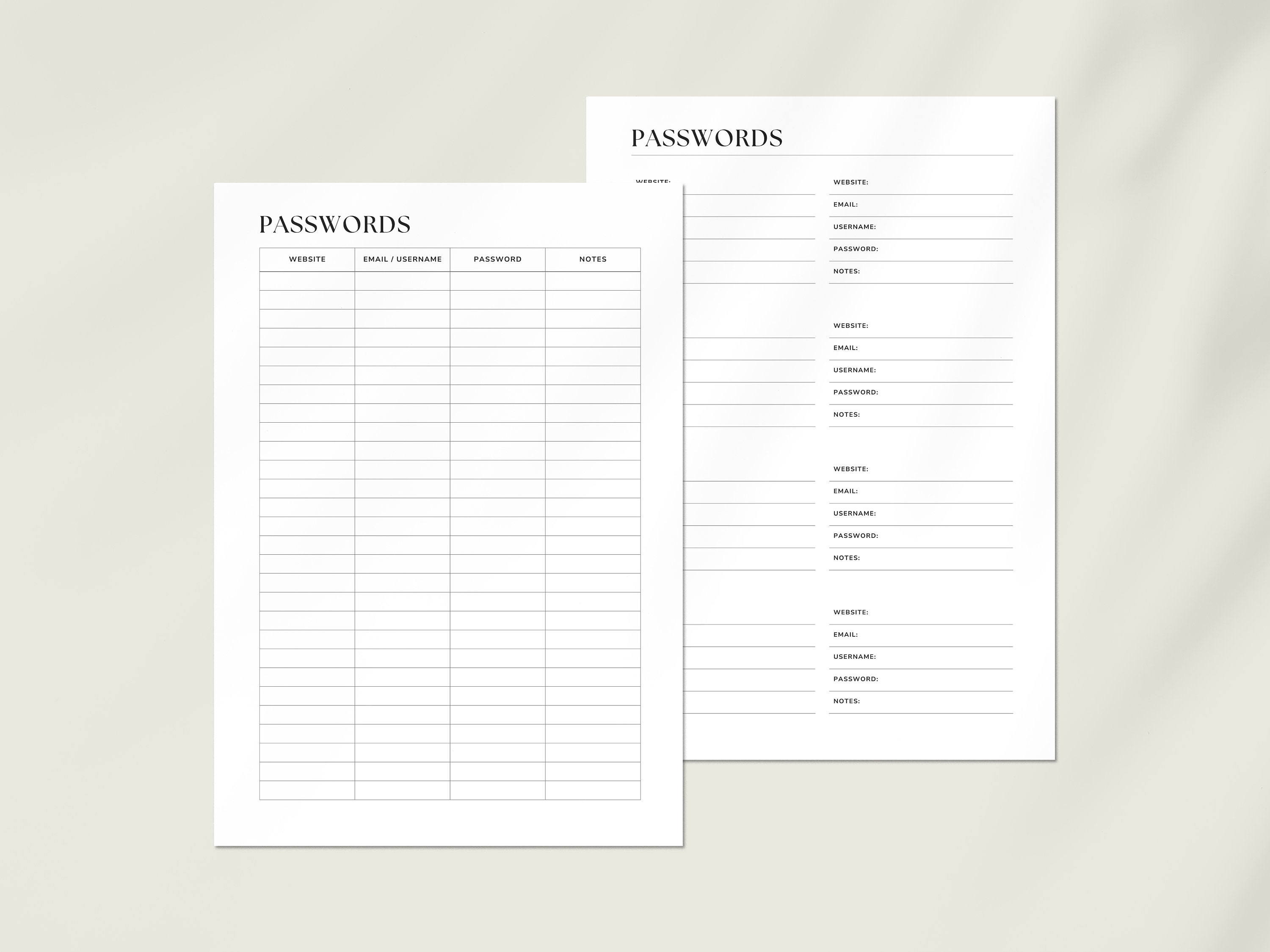 Password Tracker Printable, Password Log for Online Security and ...