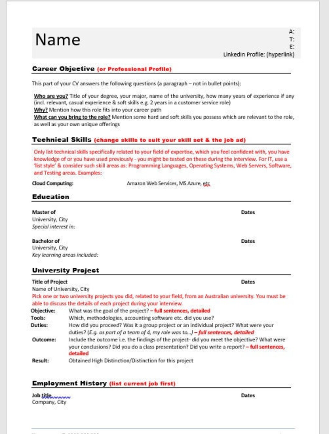 ATS Resume Template for Word, ATS Friendly Resume Template for Fresh ...