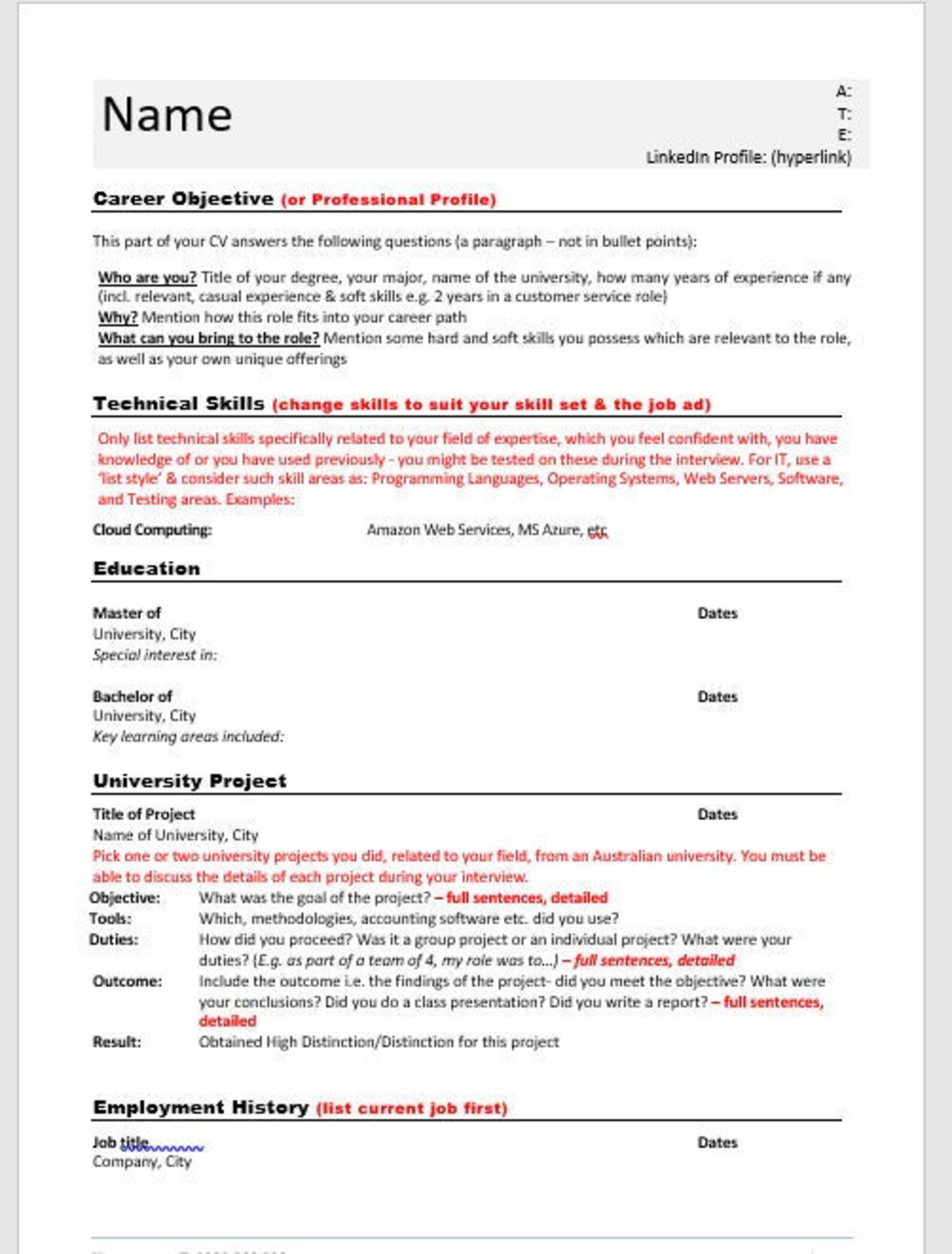 ATS Resume Template for Word, ATS Friendly Resume Template for Fresh ...
