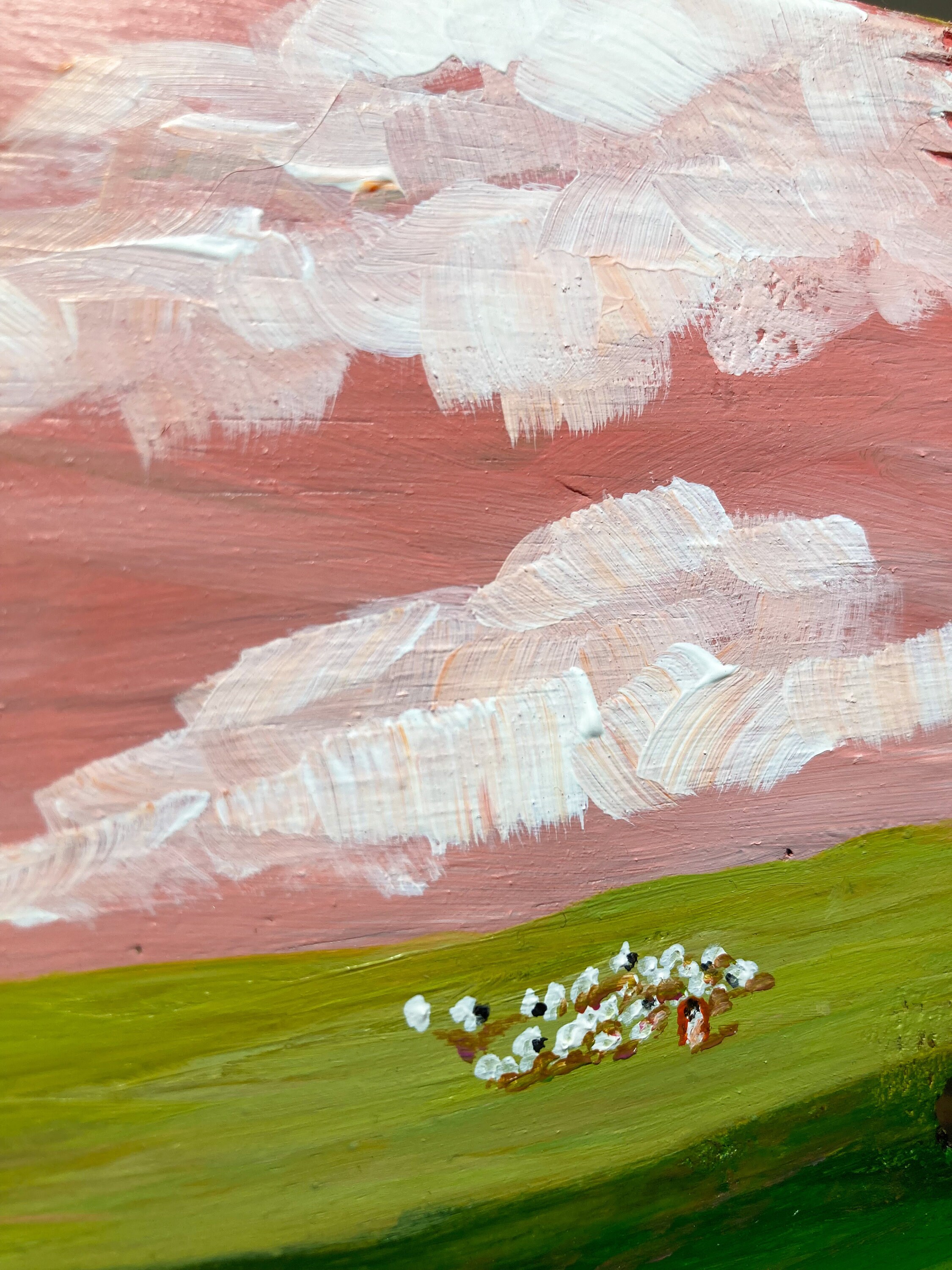 Original Faith-inspired Sheep in a Field Painting on Wood Block - Etsy
